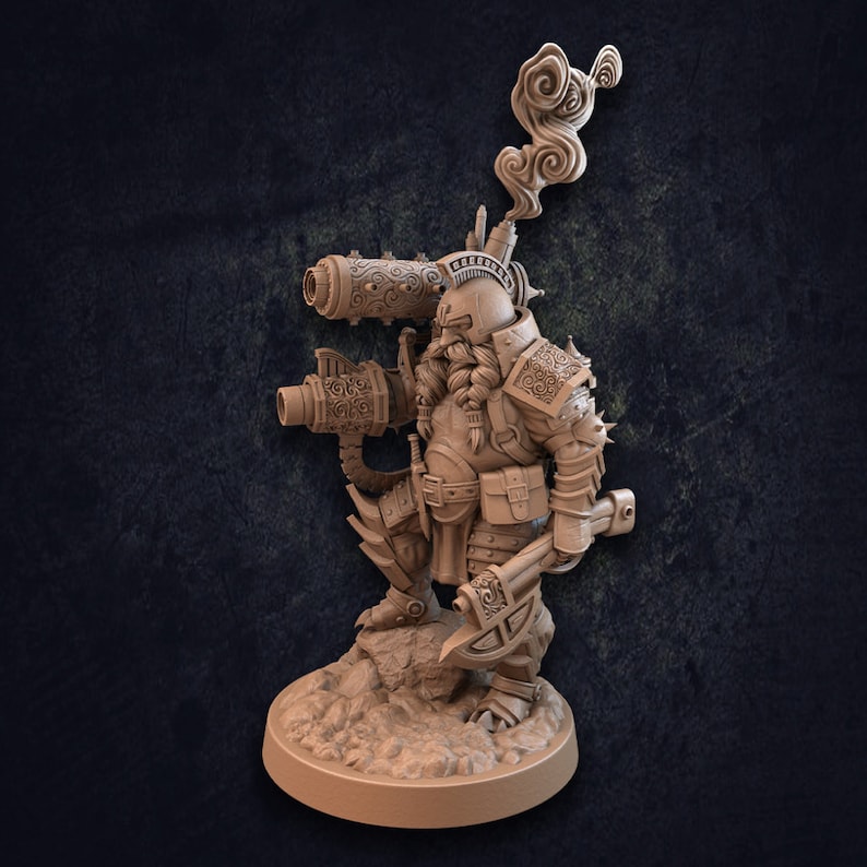 Dwarf Artificer With Cannon Steampunk Miniature for Dnd and - Etsy