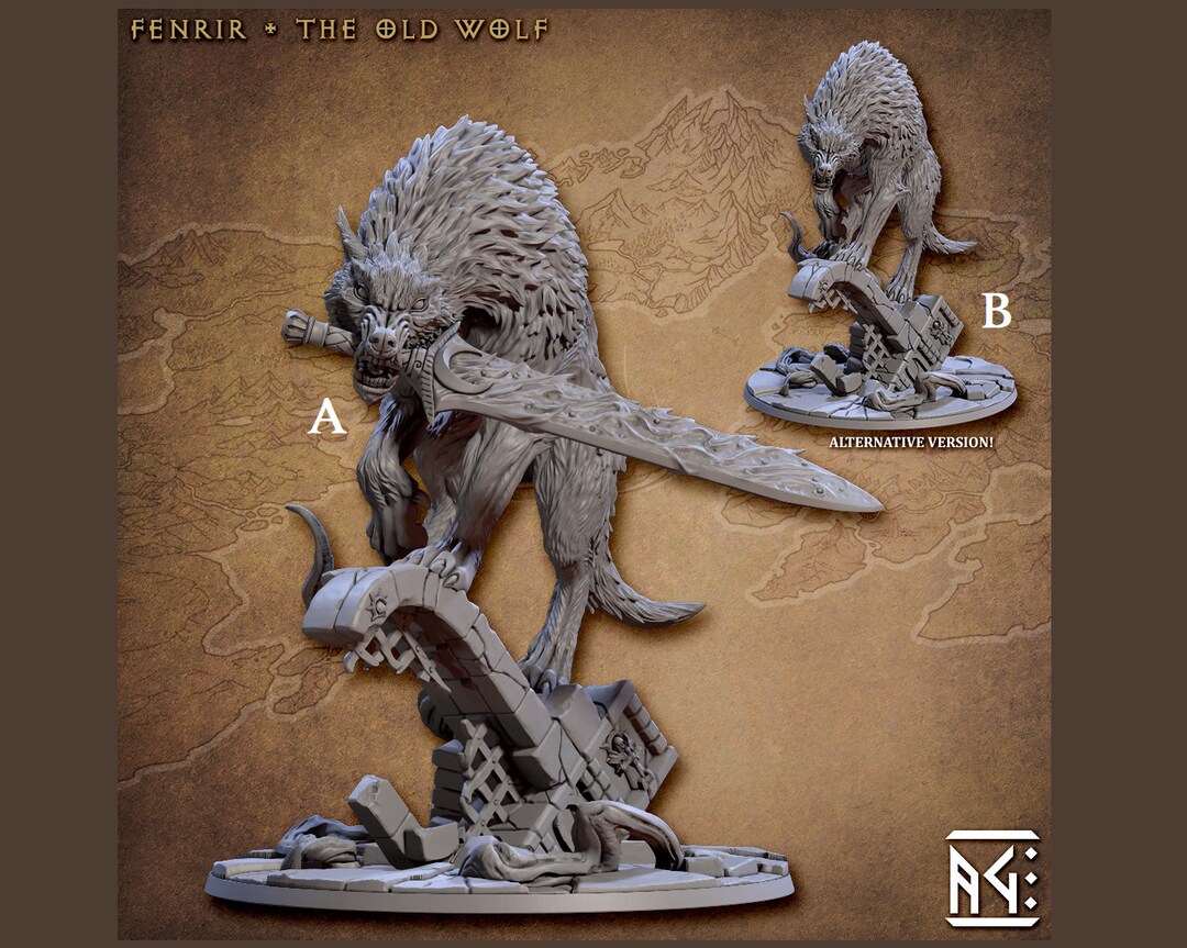 Giant Wolf "fenrir" With Sword | Nordic Mythology | Fenris Miniature for Dnd and Tabletop ...