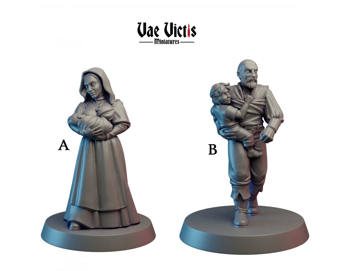 Parents With Children NPC | Mom and Dad Miniature for Dnd and Fantasy ...