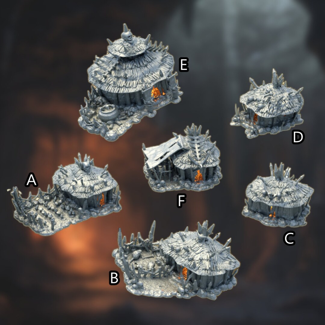 Goblin Huts or Orc Tents | Dnd Buildings | 28 Mm Terrain for Fantasy ...