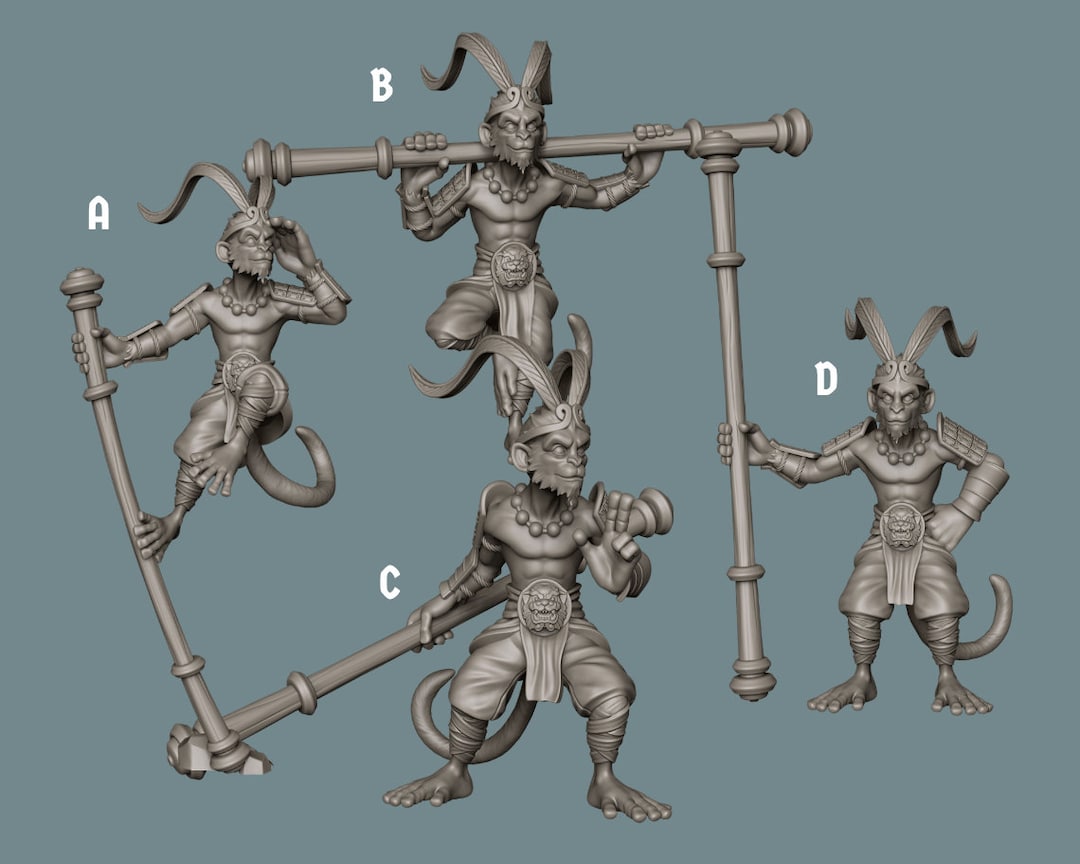 Monkey Warrior With Quarterstaff From Goonmaster | 3D Model | Tabletop ...