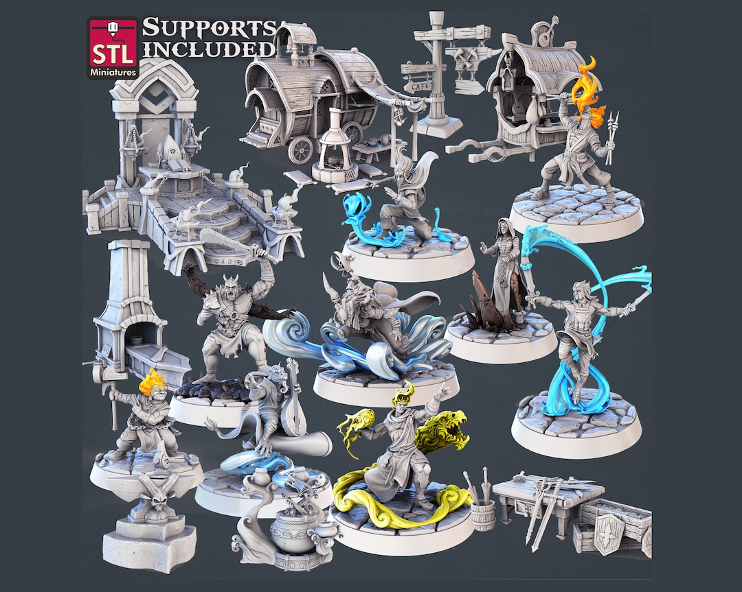 Genasi Set | Element Mage or Wizard Miniature for Dnd and Fantasy ...