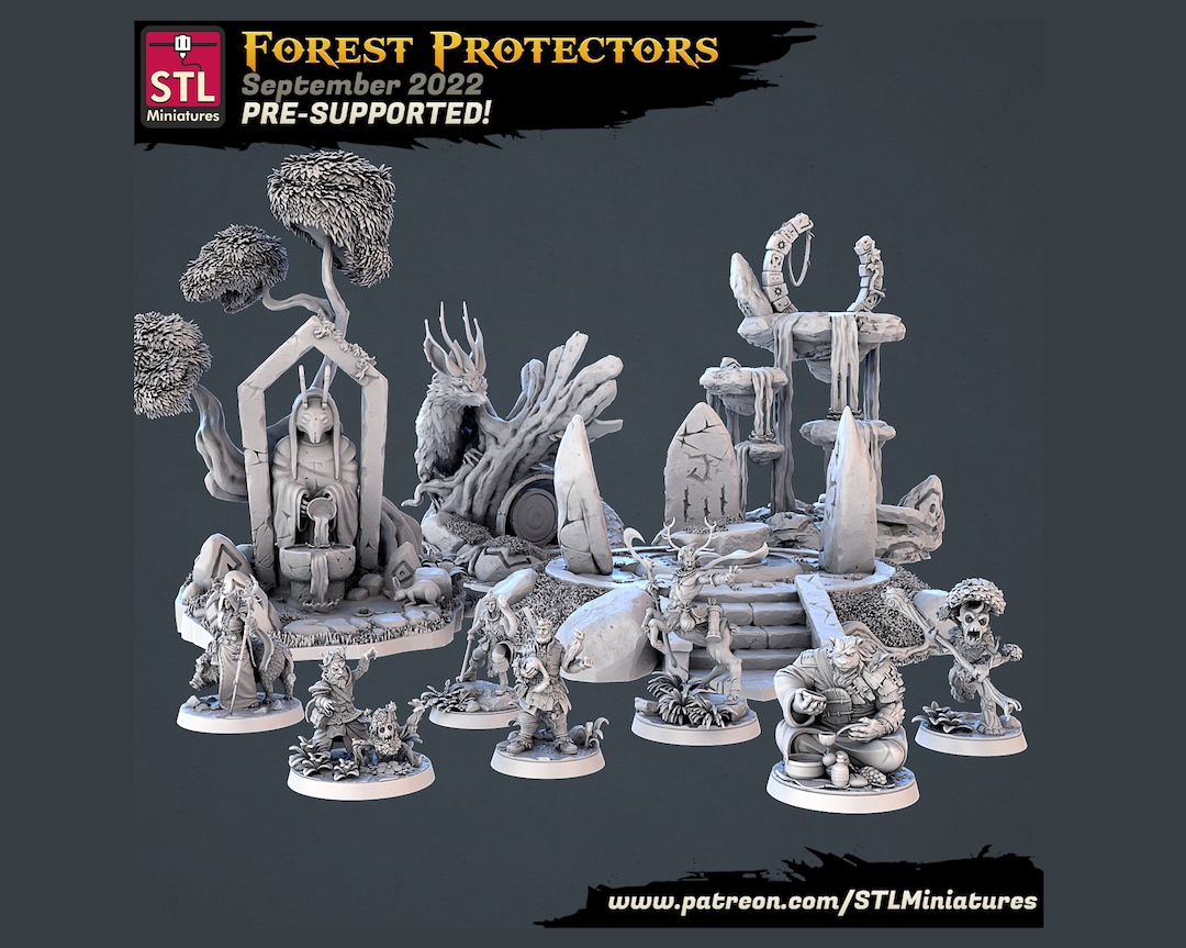 Protectors of the Forest | Elf Gnome Firbold Druid Miniature for Dnd ...