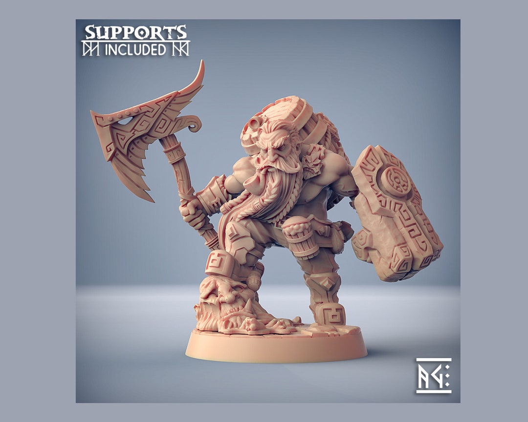 Dwarf Brewmaster With Stone Fist Axe and Beer Keg From - Etsy