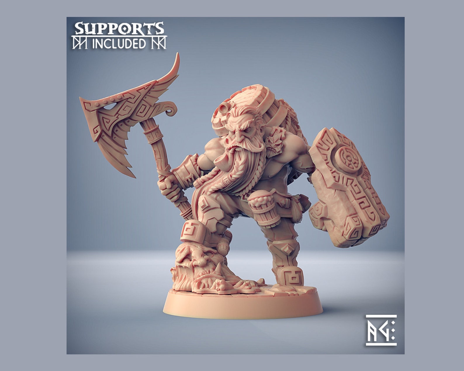 Dwarf Brewmaster With Stone Fist, Axe and Beer Keg From Artisan Guild ...