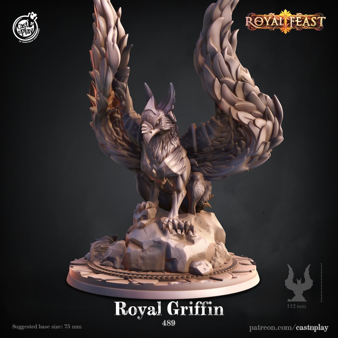 Royal Sitting Griffin on Stone 28 Mm Griffin Statue for Dnd and ...