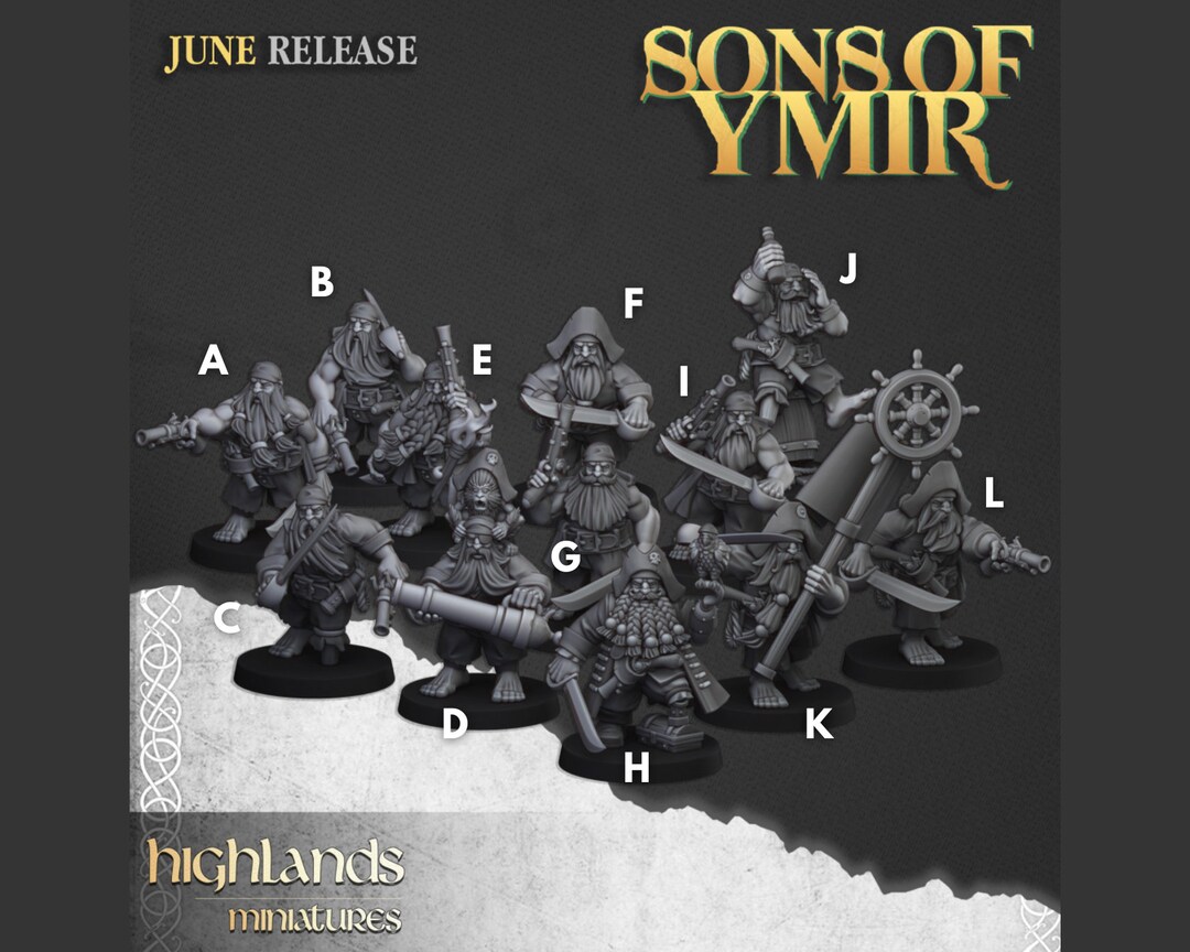 Dwarf Pirate Buccaneer Gang by Highland Miniatures | 28 Mm South Sea ...