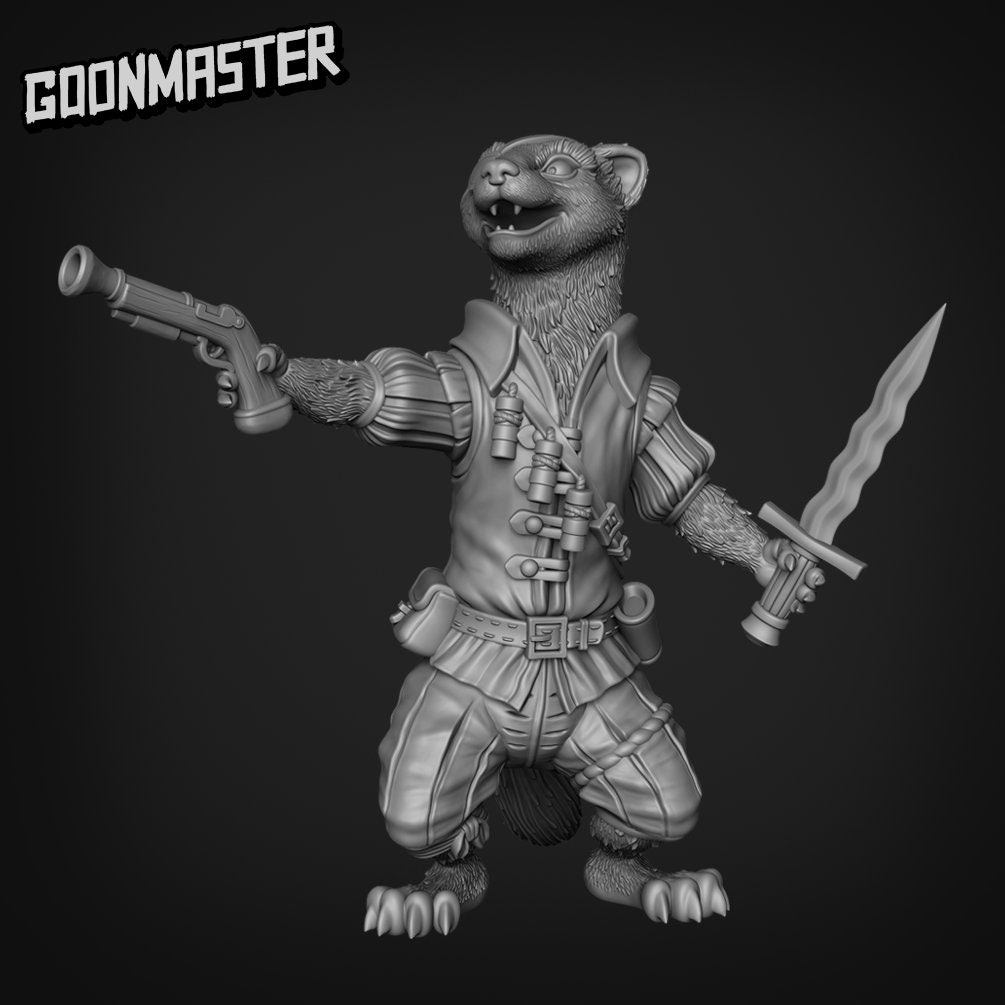 Weasel Warrior With Sword and Musket Goon Master Games - Etsy