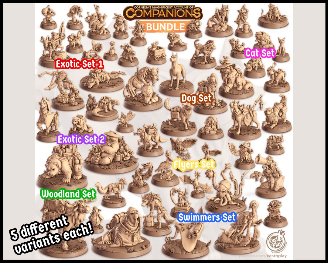 Dog Companion Set in 28 Mm Scale for Dnd and Fantasy Tabletop Cornelia ...