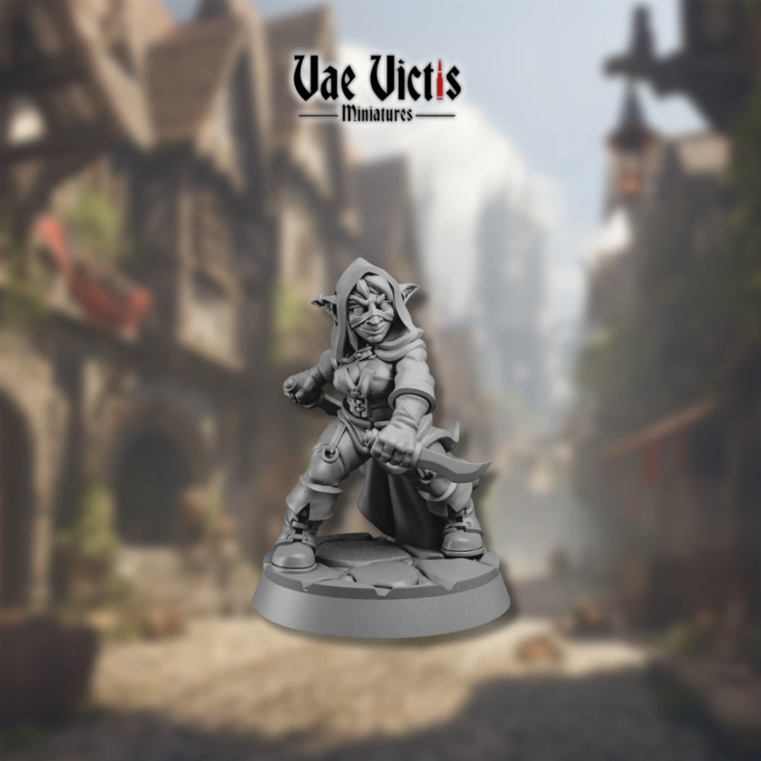 Female Goblin Rogue With Two Daggers | Gnome Thief Miniature for Dnd ...