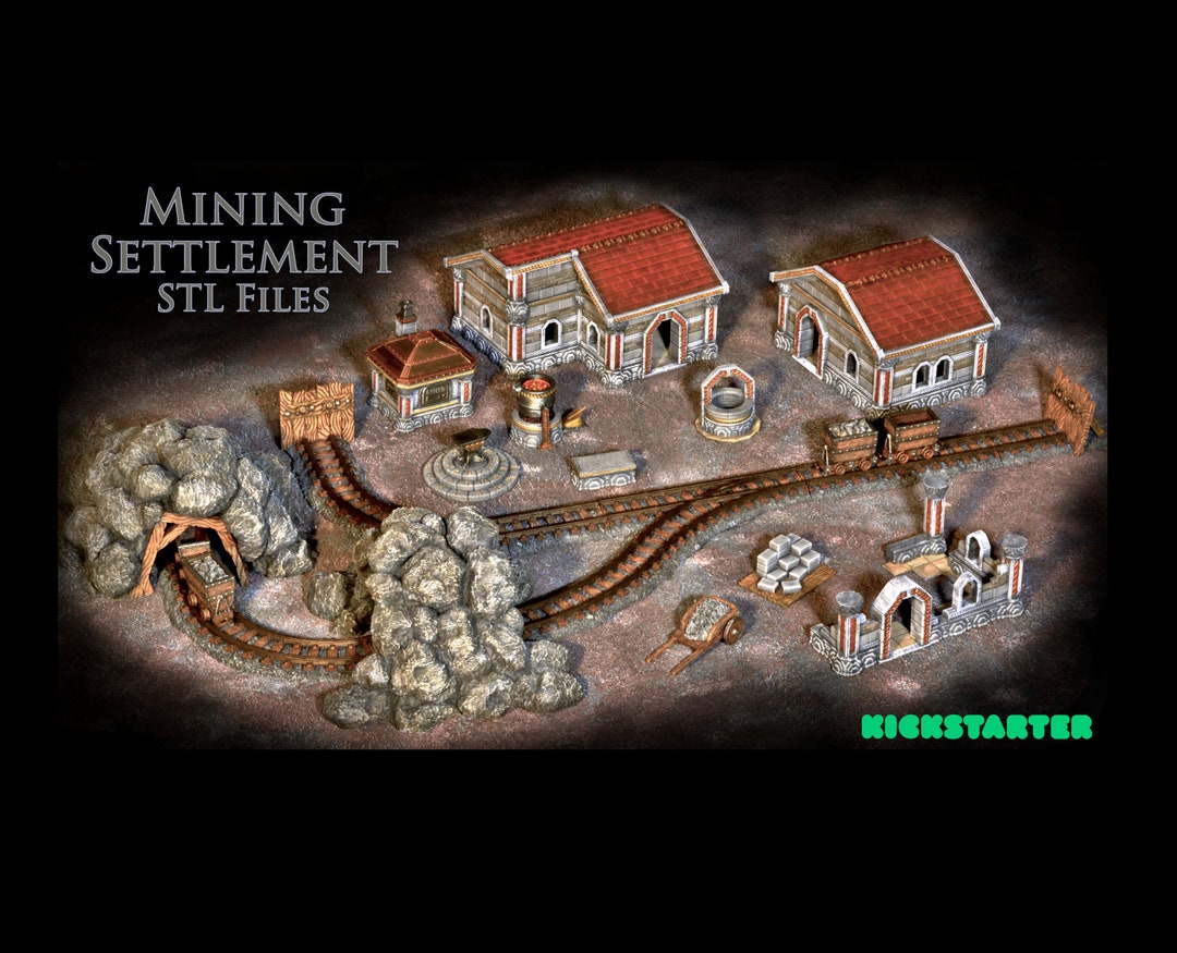 Dwarf Mining Settlement | Miniature House and Tracks for Dnd and Fantasy Tabletop - Etsy