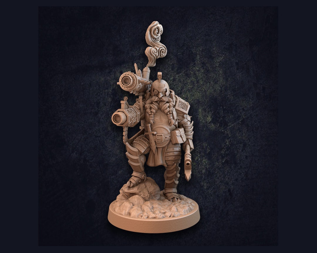 Dwarf Artificer With Cannon | Steampunk Miniature for Dnd and Tabletop ...