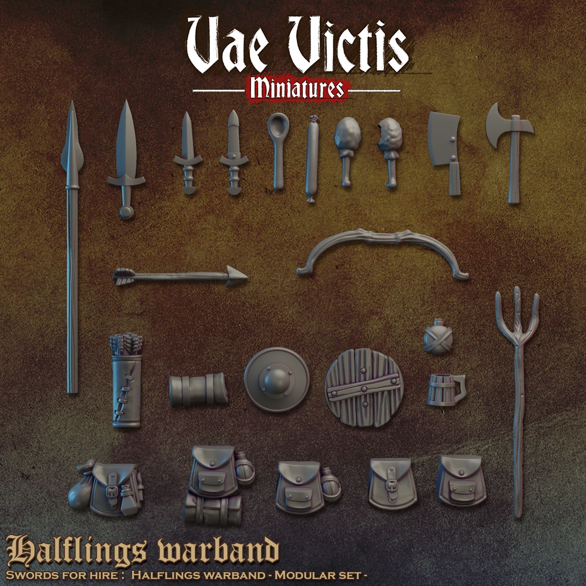 Halfling Militia Warrior Gang Modular Set | 28 Mm Miniature for Dnd ...
