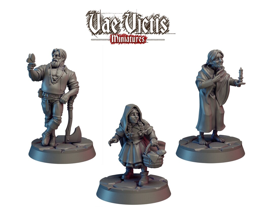 Fairytale NPC Red Riding Hood Woodcutter Grandma Miniature for Dnd and ...