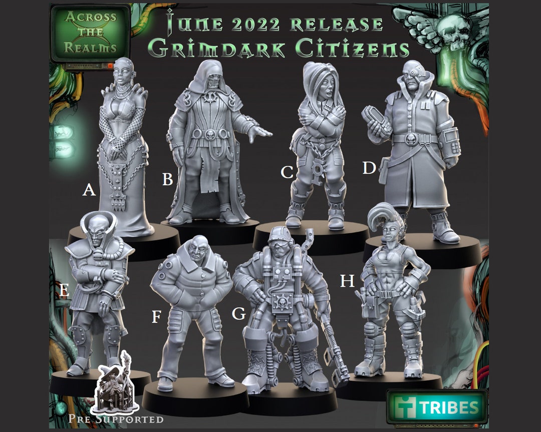 Grimdark Citizens NPC | Sci-fi Space Commoners Miniature for Dnd and Tabletop | Across the ...