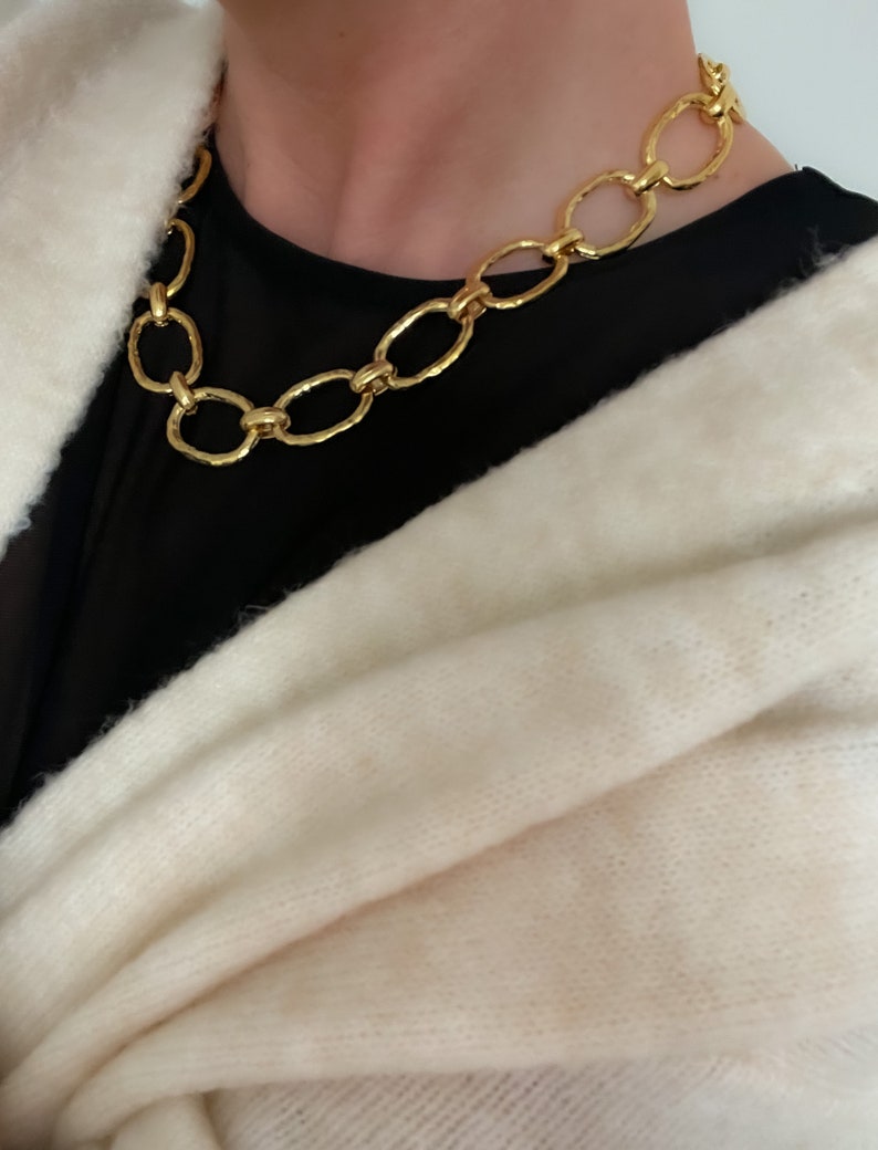 18k Gold Filled Oval Link Chain Necklace: Chunky Statement Jewelry - Etsy