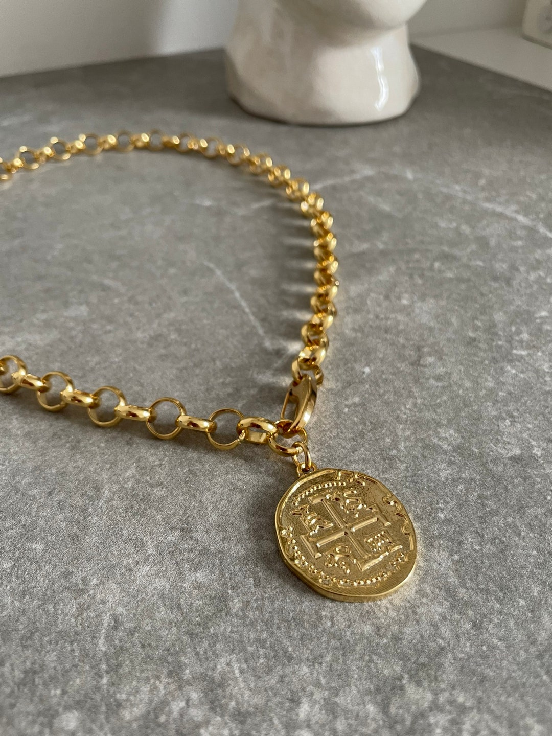 Gold Statement Necklace, Gold Chunky Chain Necklace, Layered Necklace ...