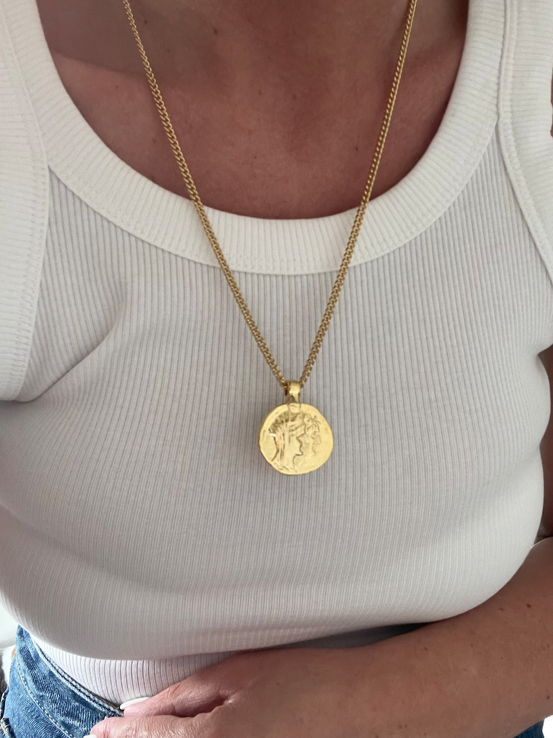 18k Gold Medallion Chain Necklace Gold Coin Necklace Layered - Etsy