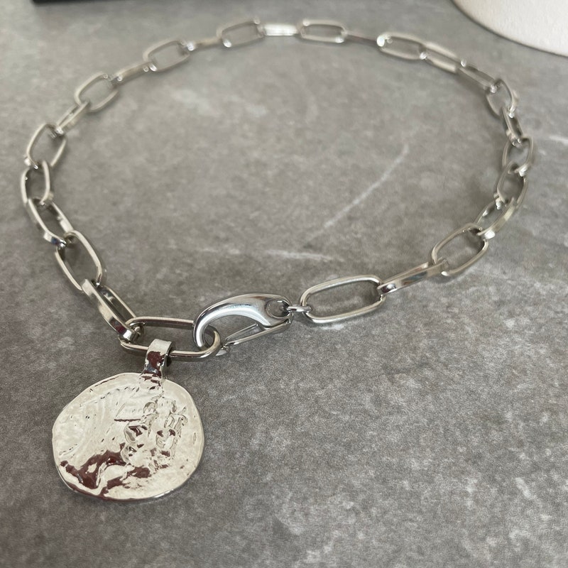 Silver Link Necklace - Etsy