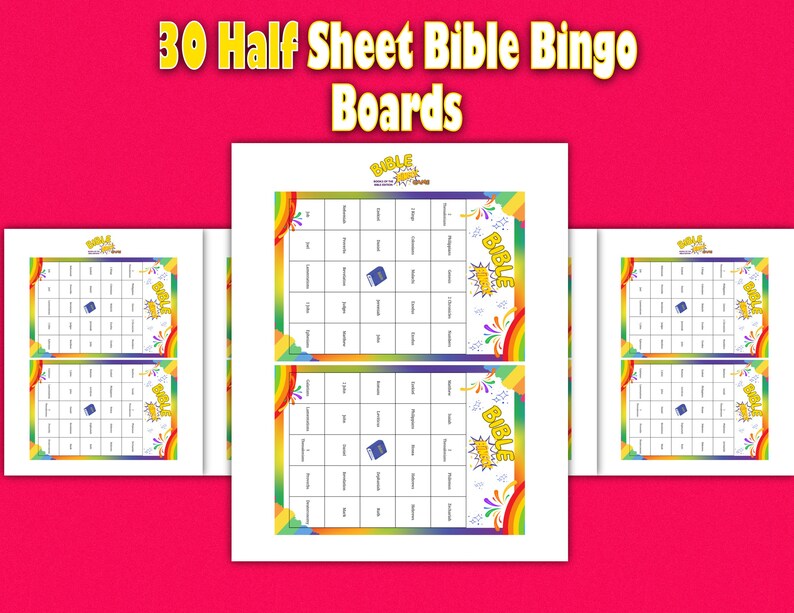 Bible Bingo Game | Books of the Bible Edition | 30 Whole Sheet & 30 ...