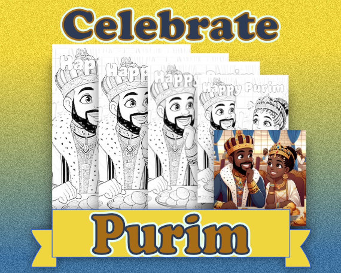 Happy Purim Queen Esther Coloring Page - Etsy