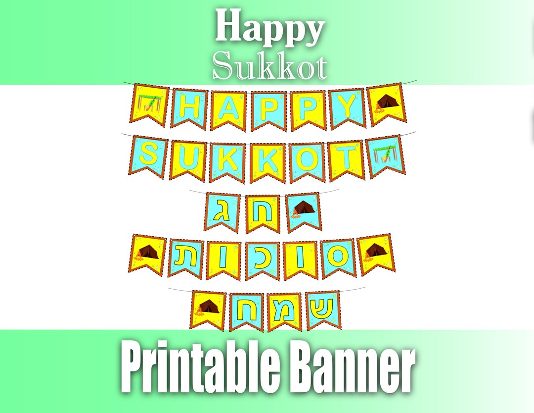 Happy Sukkot Printable Banner | Sukkah Decorations, Sukkot Crafts ...