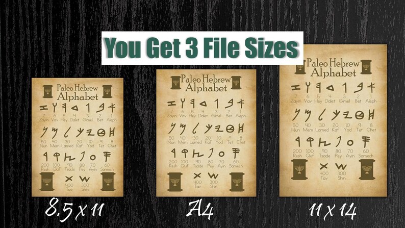 Paleo Hebrew Alphabet Learning Chart Paleo Alef Bet Educational Poster ...