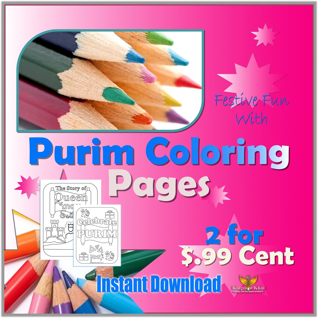 Purim Printable Coloring Pages | Instant Download | Kids Craft & Fun ...