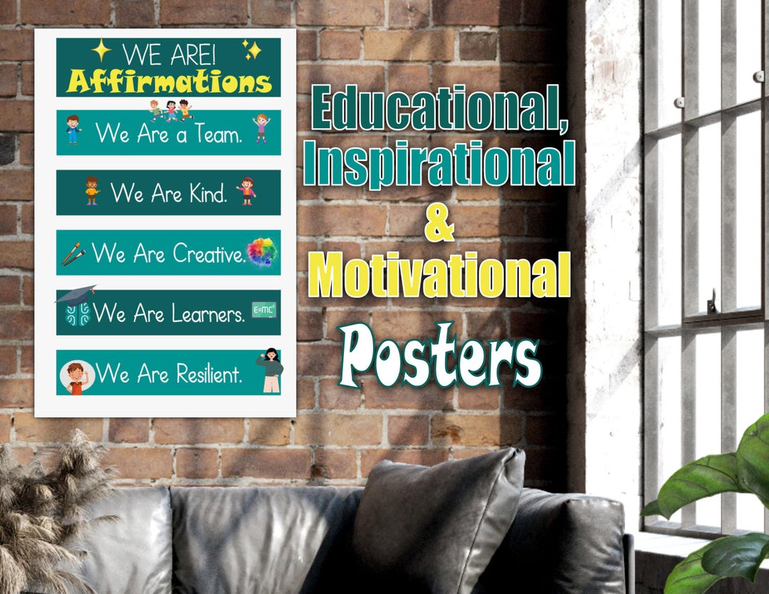 Positive Affirmations Educational & Inspirational Chart Posters | for ...