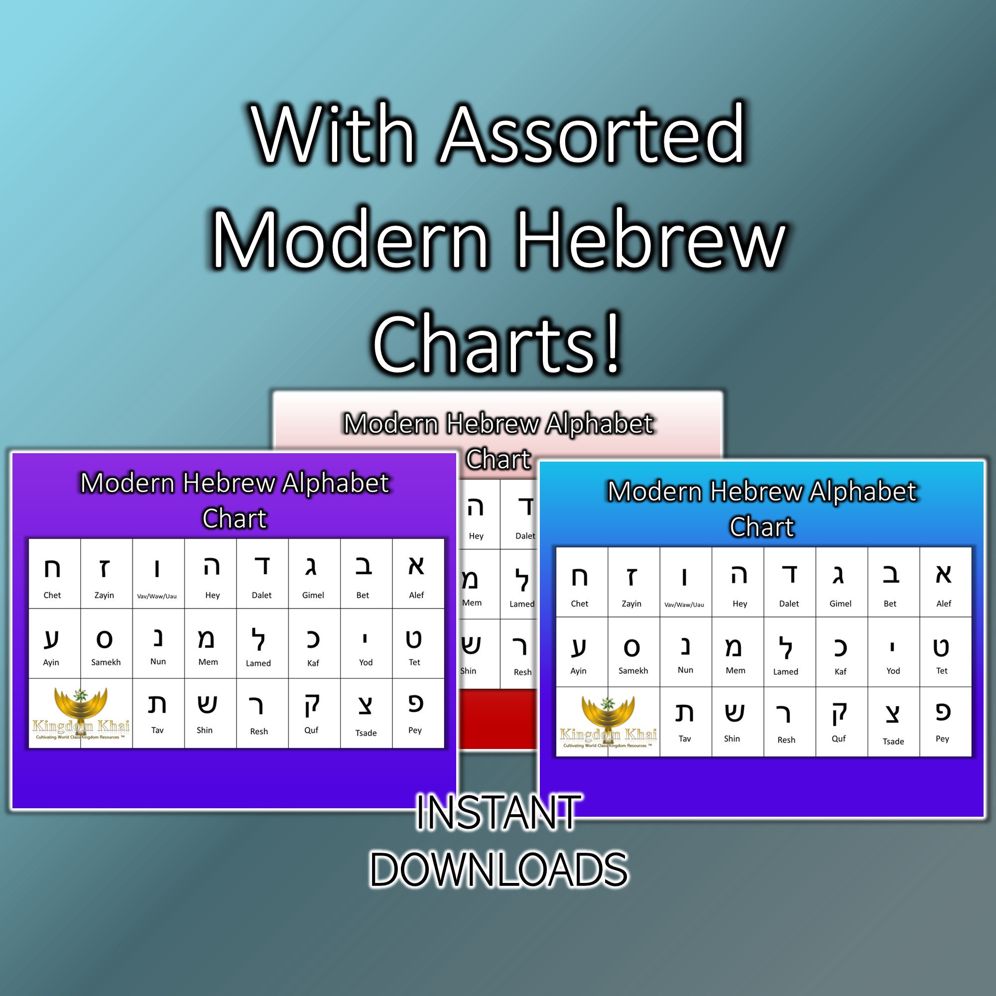 Hebrew Alphabet Chart- Aleph Bet Chart | Hebrew Alphabet Print Wall ...