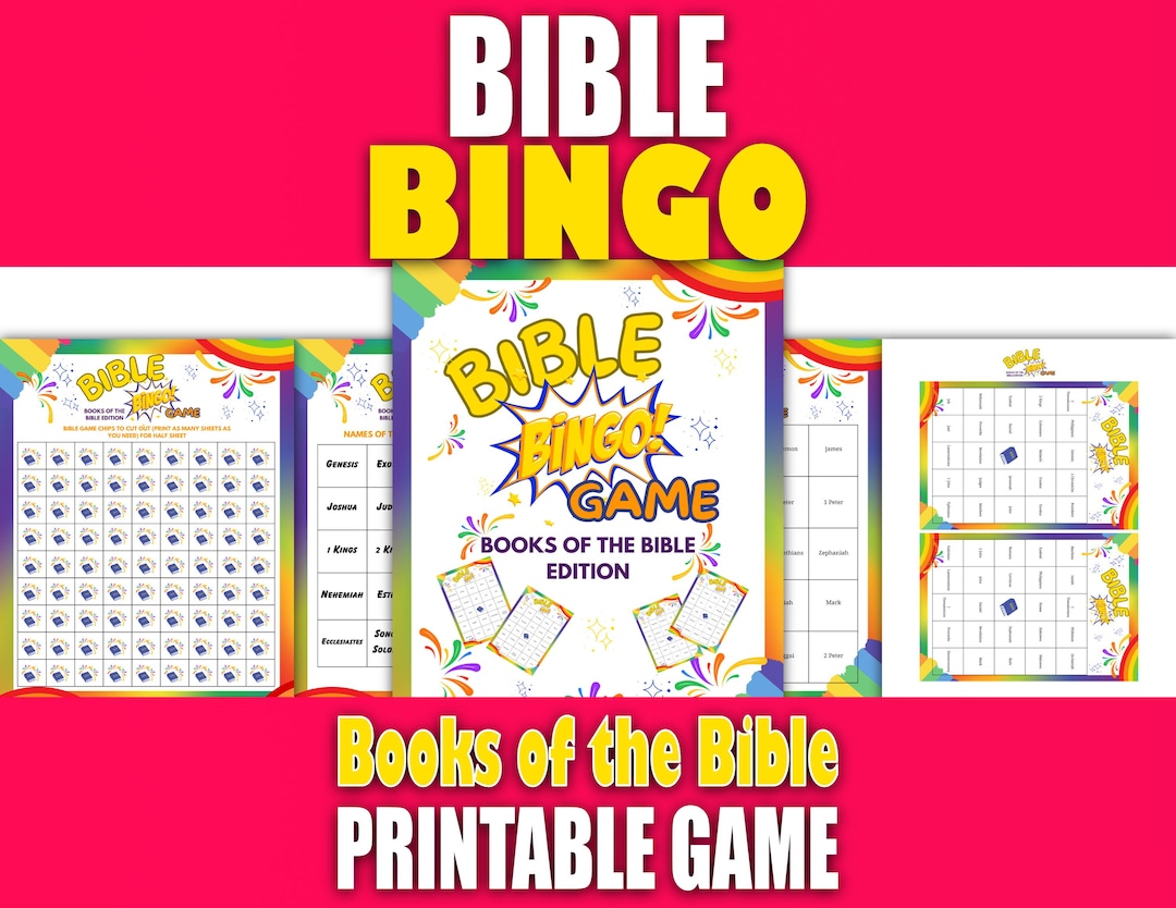 Bible Bingo Game Books of the Bible Edition 30 Whole Sheet & 30 Half ...