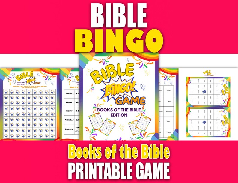 Bible Bingo Game | Books of the Bible Edition | 30 Whole Sheet & 30 ...