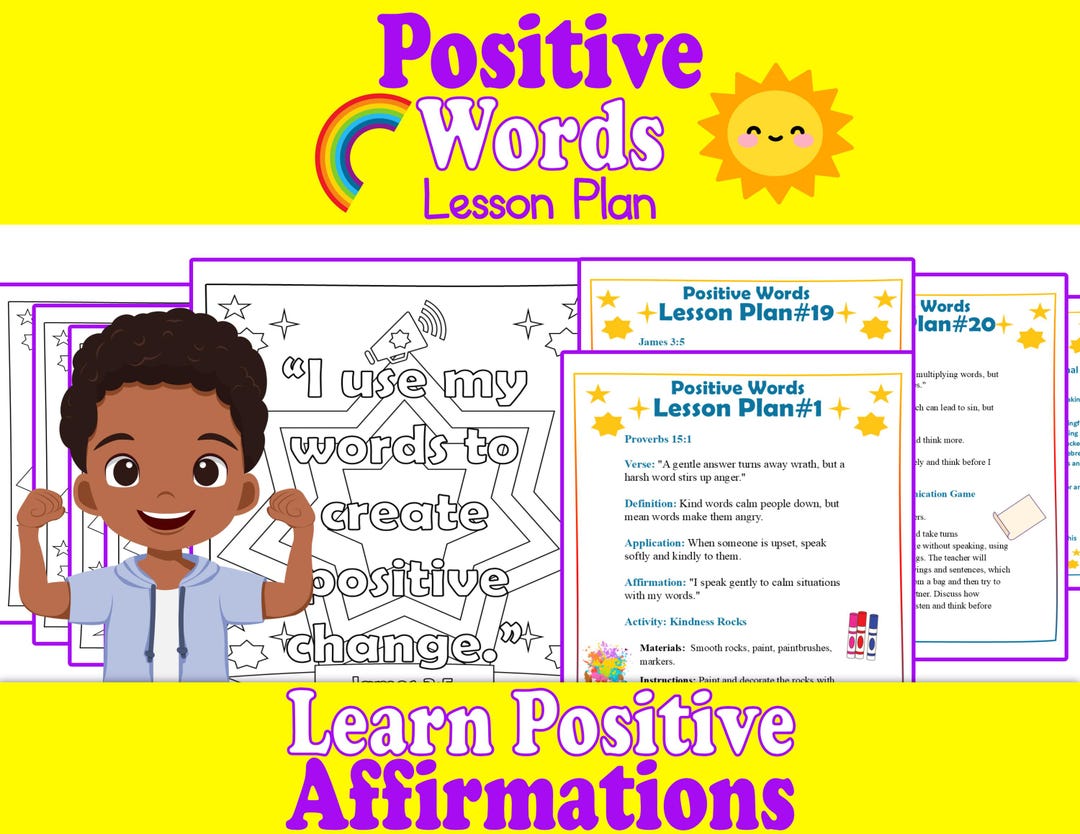 Positive Words Educational Lesson Plan Teach Positive Affirmations With ...