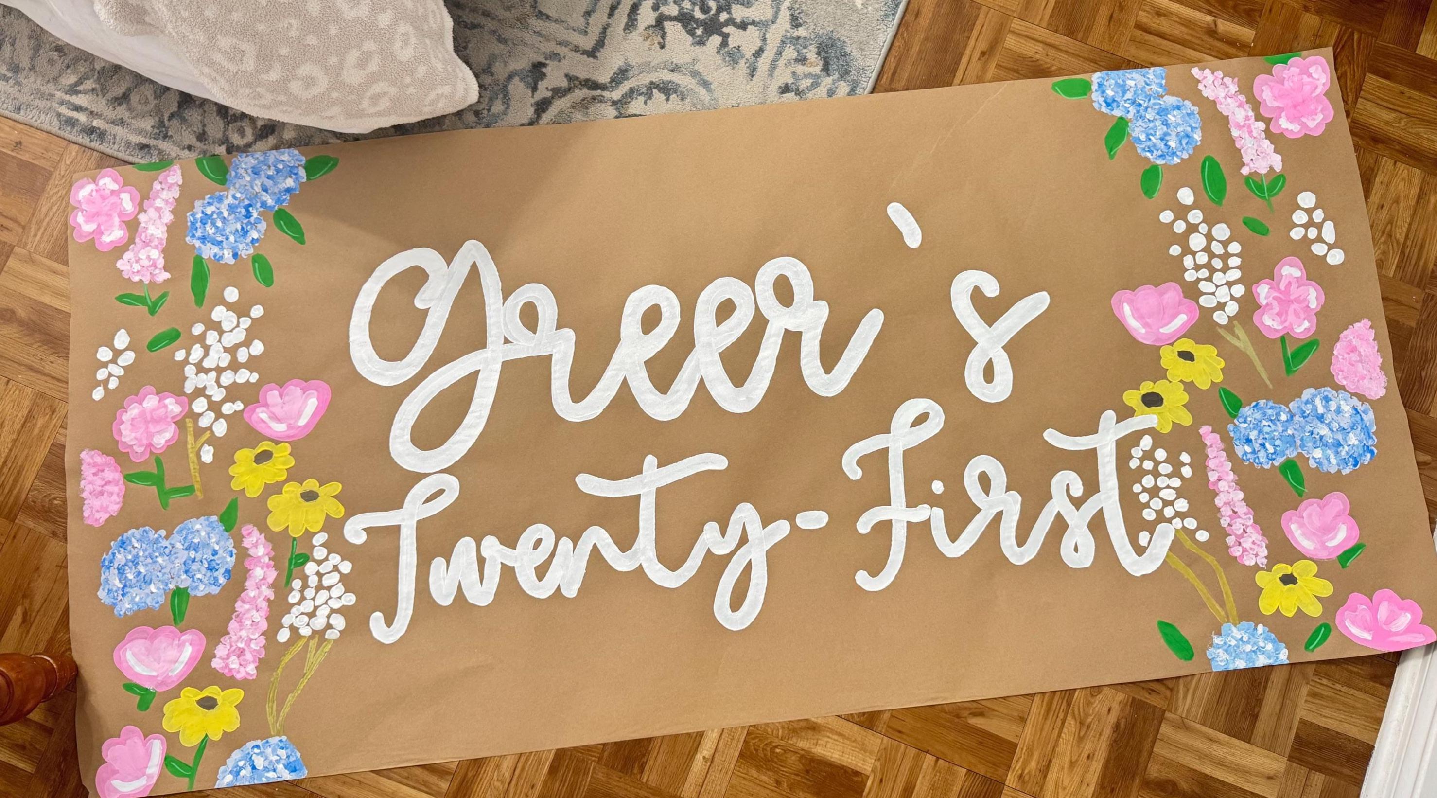 Personalized Hand-painted Banner – Floral Pattern – Custom Birthday ...