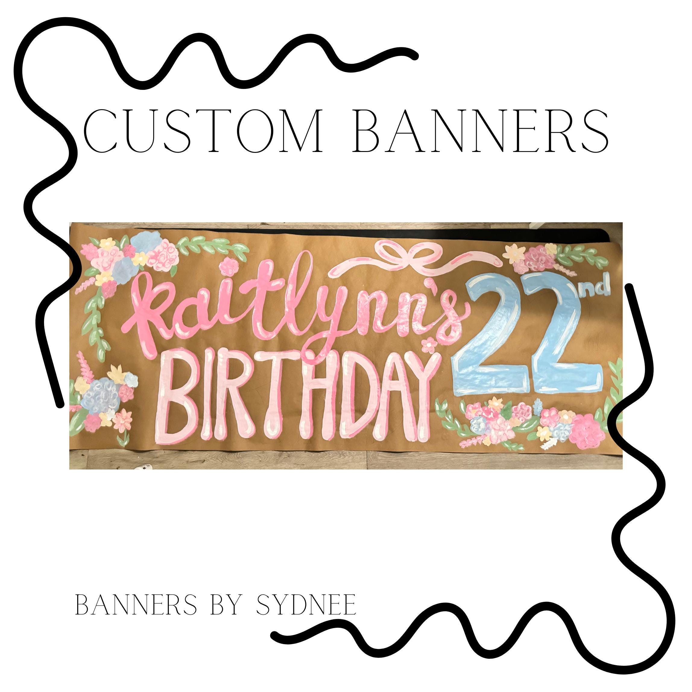 Personalized Hand Painted Birthday Banner - Custom Birthday, Graduation ...