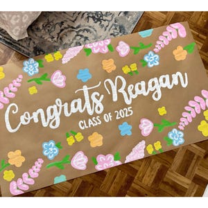 Personalized Hand-painted Banner – Floral Pattern – Custom Birthday ...