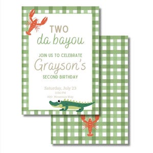Two Da Bayou - Two the Bayou Birthday Party Invitation | Alligator ...