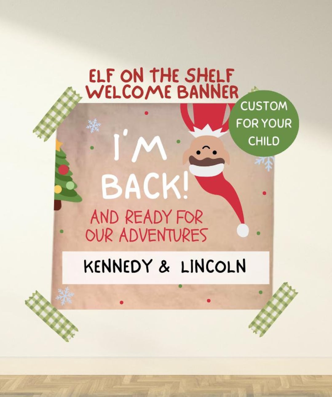 FAST SHIP Custom Elf on the Shelf Painted Banner Christmas Welcome ...