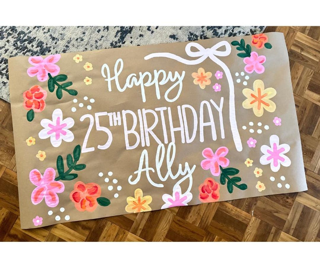 Personalized Hand-painted Banner – Floral Pattern – Custom Birthday ...