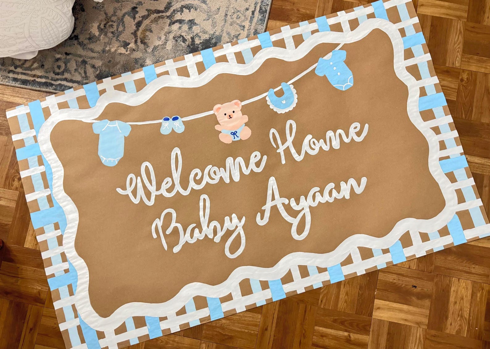 Custom Hand Painted Banner - Banner | Brown Paper Banner, Newborn Baby ...