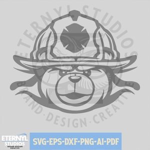 Firefighter Bear Mascot SVG PNG, Fire Dept Mascot, Bear Mascot, Cartoon ...