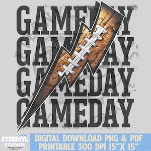 Game Day Football Lightning Bolt PNG - Distressed Football,dynamic Bolt ...