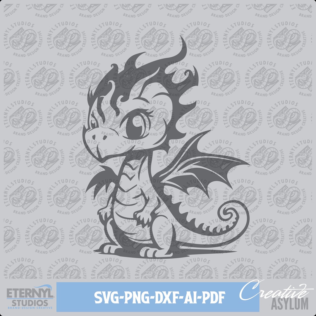 Dragon SVG PNG, Baby Dragon, Cute Dragon, Happy Dragon, Fantasy ...