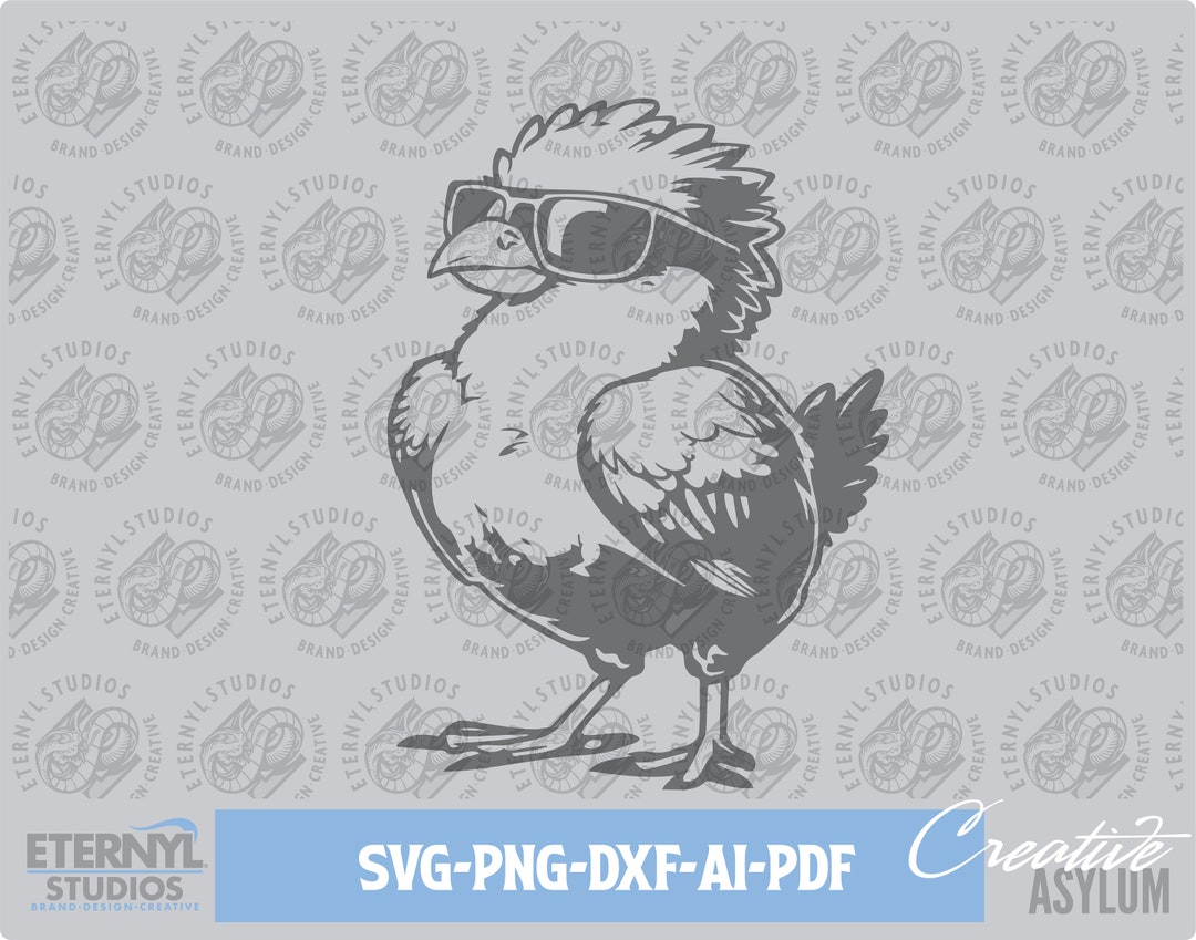 Chicken SVG PNG, Cool Chicken, Hen Wearing Sunglasses, Instant Digital ...