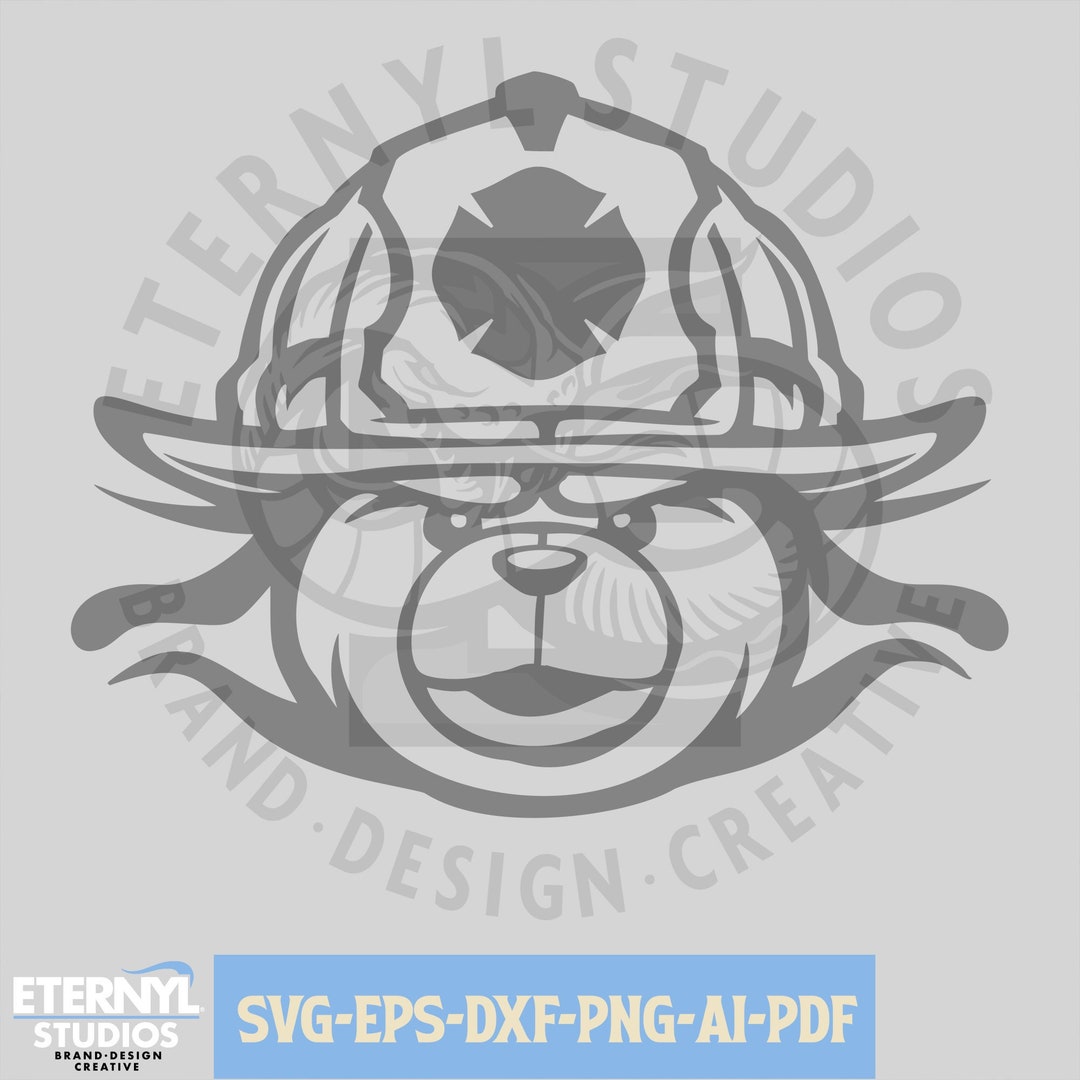 Firefighter Bear Mascot SVG PNG, Fire Dept Mascot, Bear Mascot, Cartoon ...