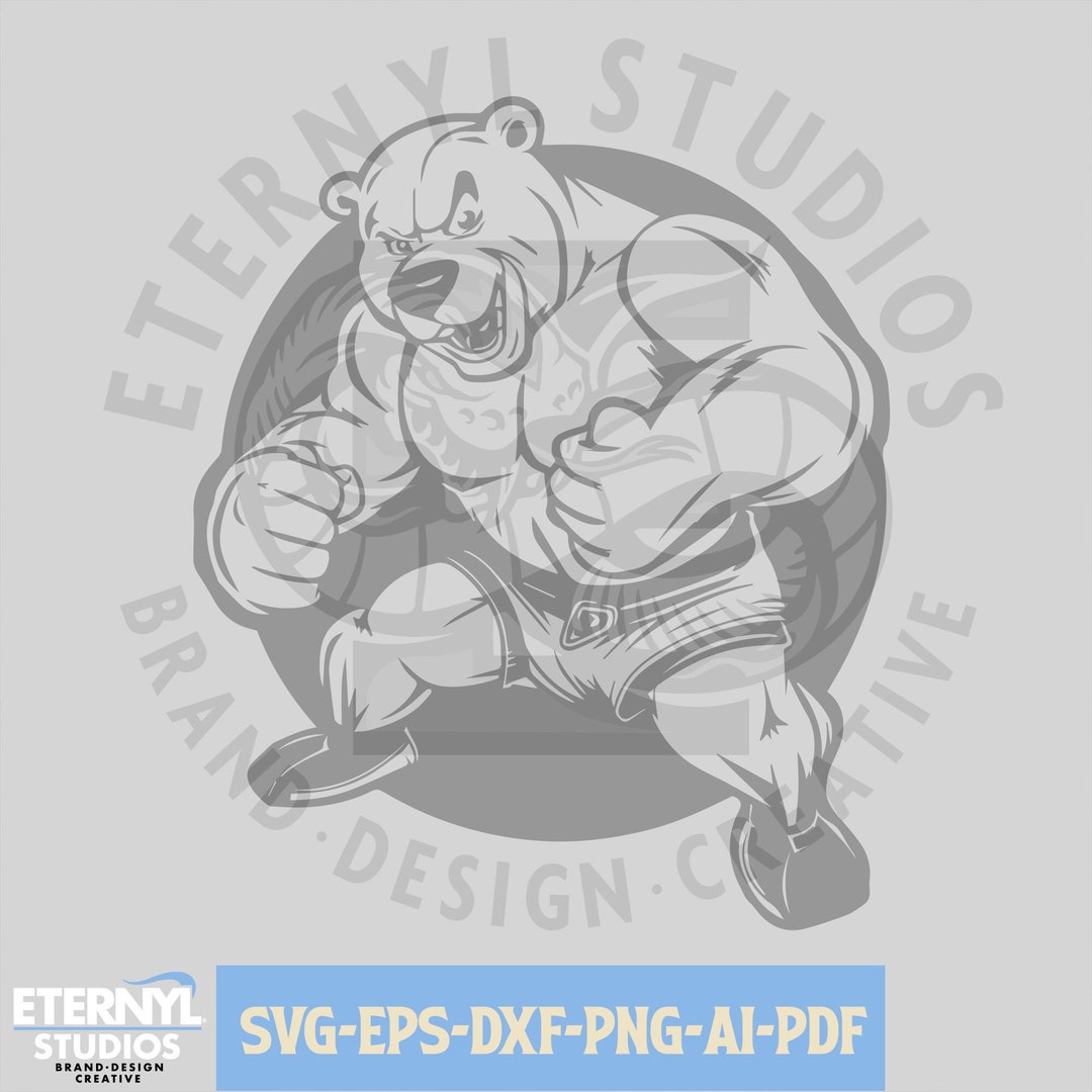Big Tough Bear SVG PNG, Big Muscle Bear Mascot, Big Bear, Polar Bear ...