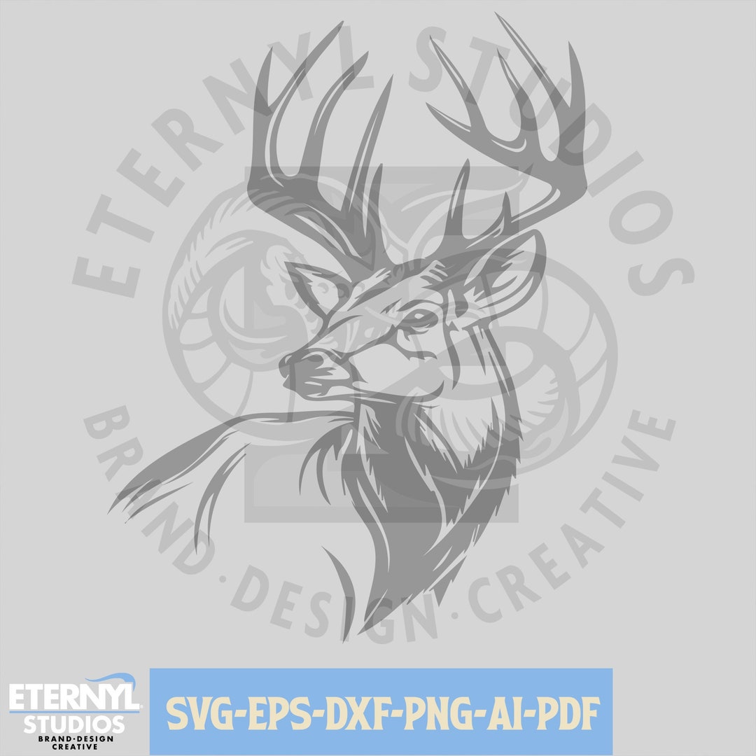 Whitetail Buck SVG PNG, Big Trophy Buck, Big Rack, Whitetail, Blacktail ...