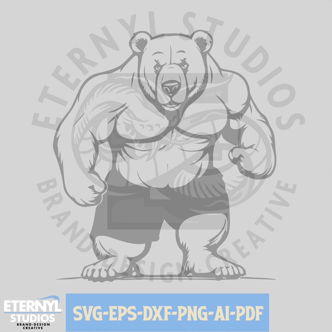 Big Tough Bear SVG PNG, Big Muscle Bear Mascot, Big Bear, Polar Bear ...