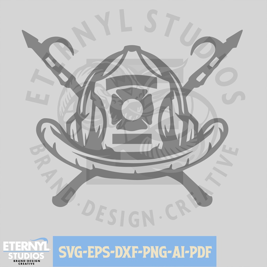 Firefighter Helmet & Hooks SVG PNG, Firefighter Logo, Fire Hook ...