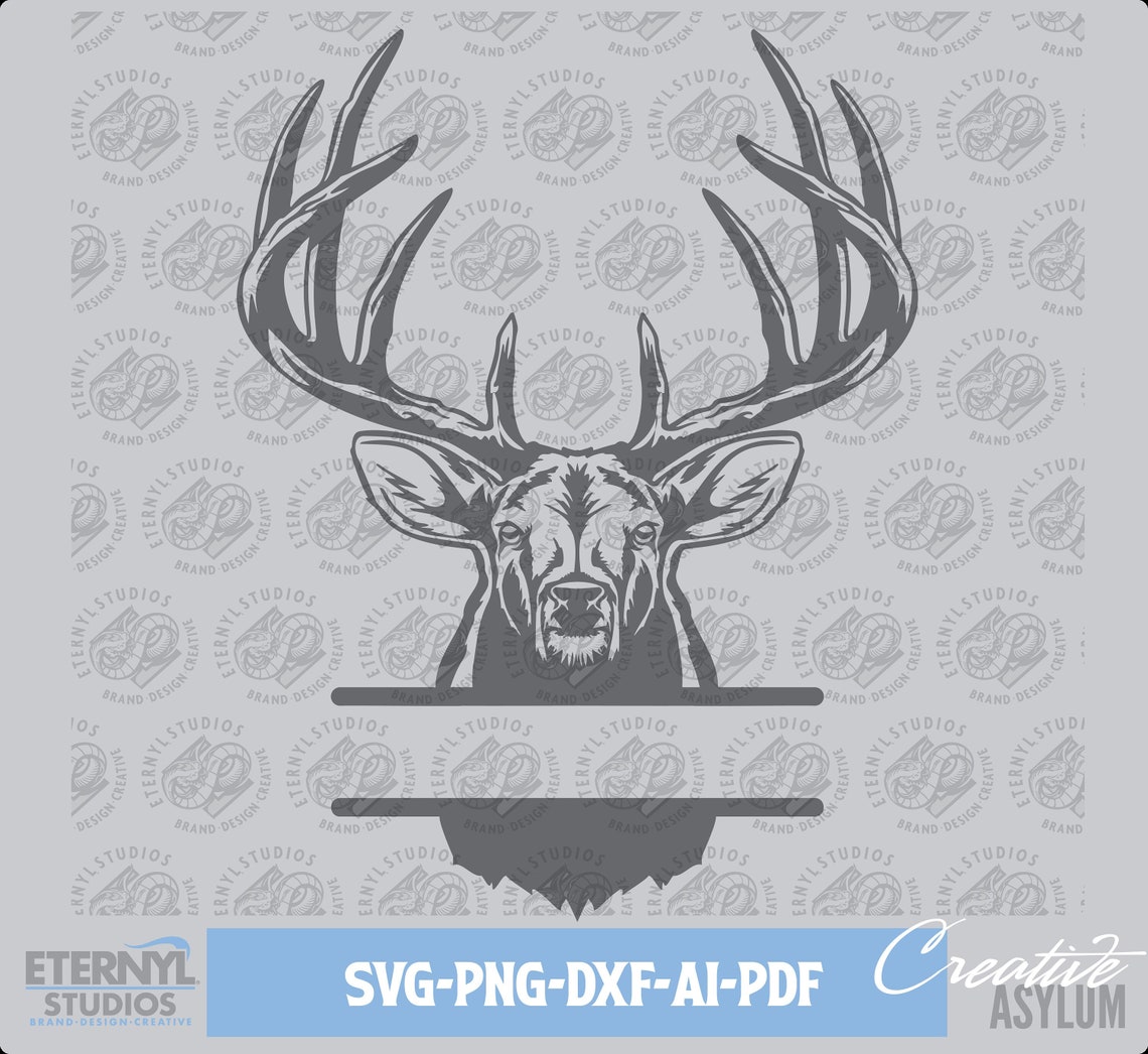 Buck Head SVG PNG Customizable Custom Text Monogram Split - Etsy